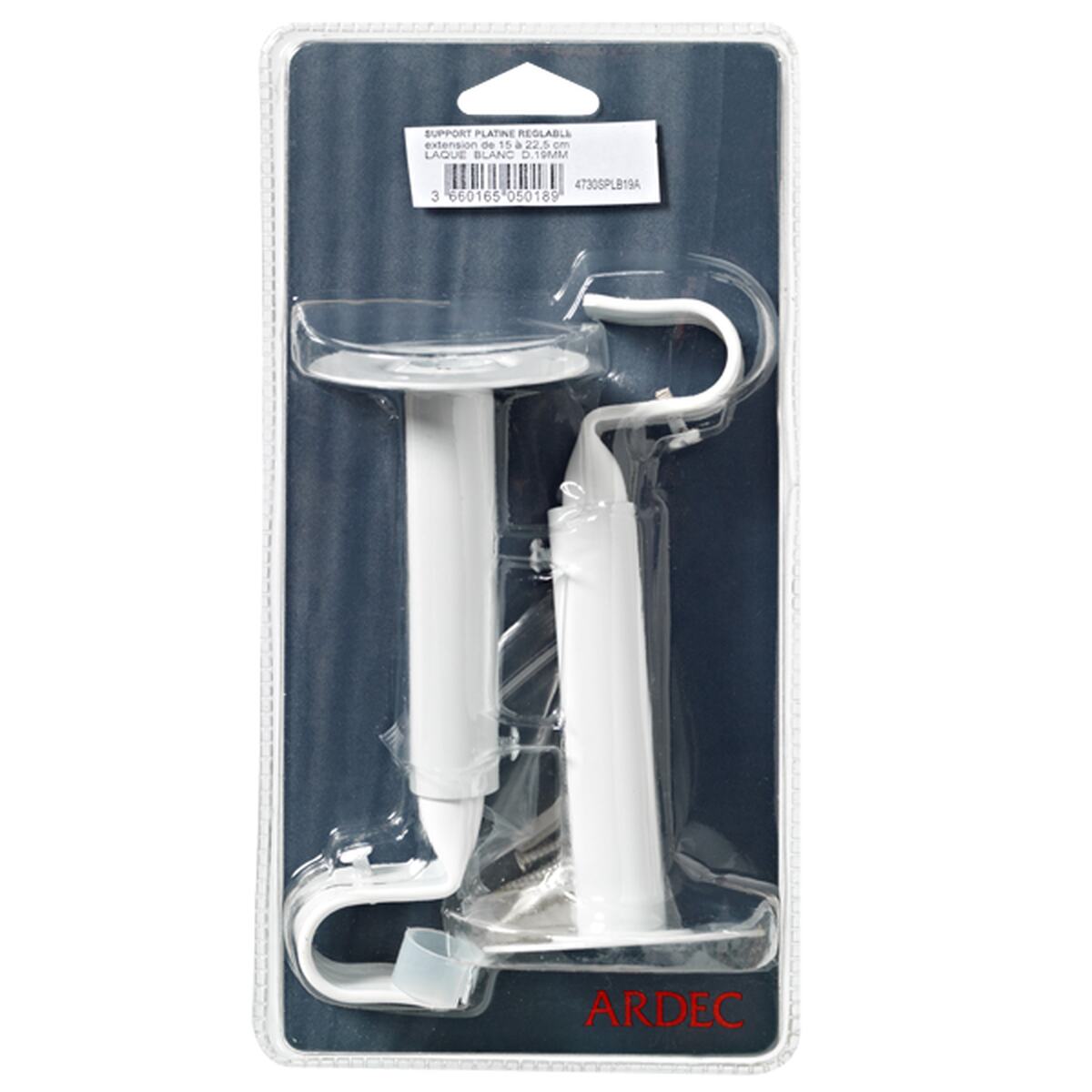 Support barre à rideau HOWLITE blanc 1,9 cm de 16,5 à 23 cm - 4MURS