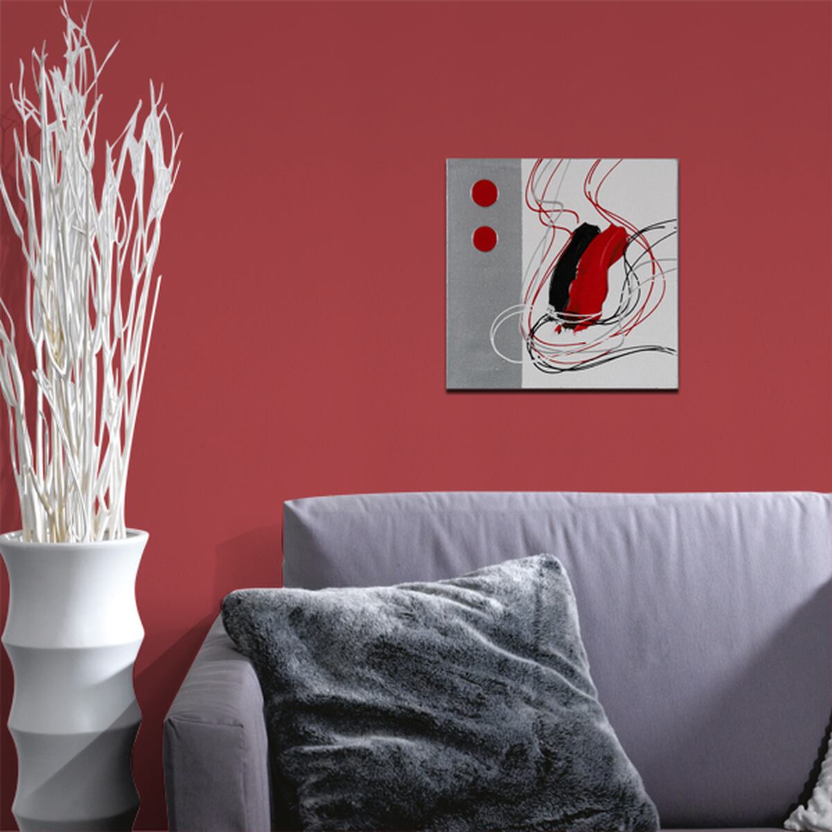 Toile peinte SIGNATURE ROUGE ET NOIR 30 x 30 cm - 4MURS