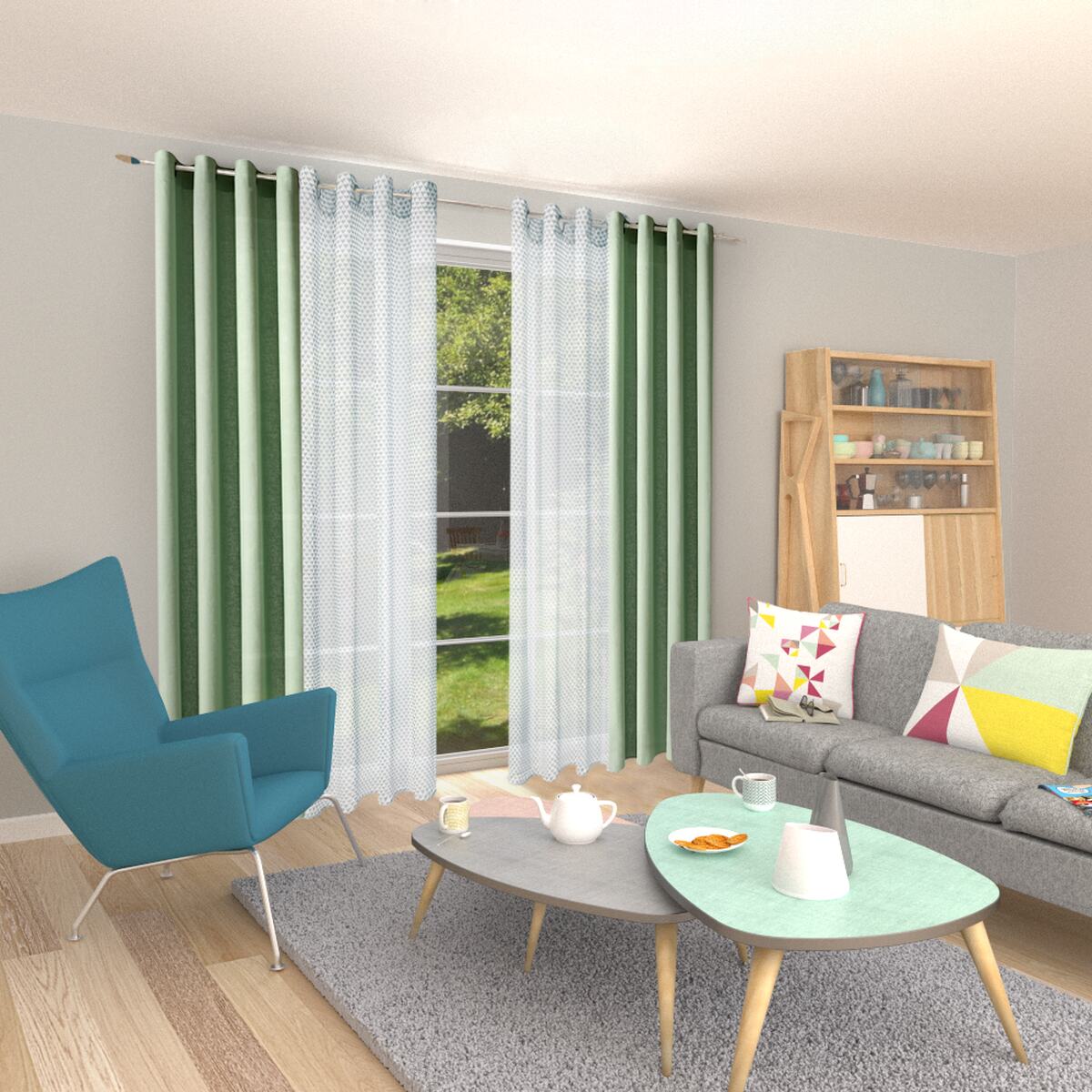 Rideau Lin LIN LAVÉ coloris vert menthol 140 x 250 cm - 4MURS