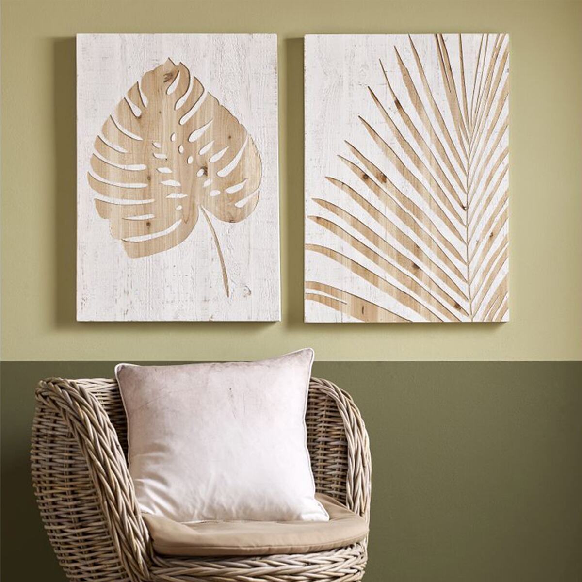 Déco murale en bois sculpté TROPICAL LEAF coloris bois clair - Divers ...