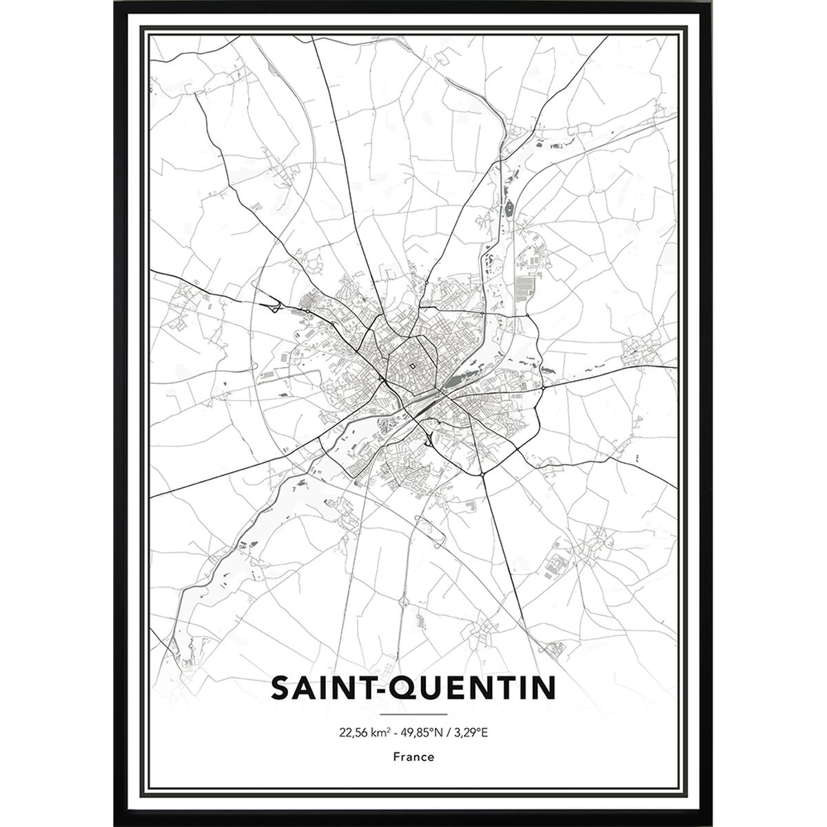 4MURS Image encadrée MAP ST QUENTIN 50 x 70 cm - 4MURS