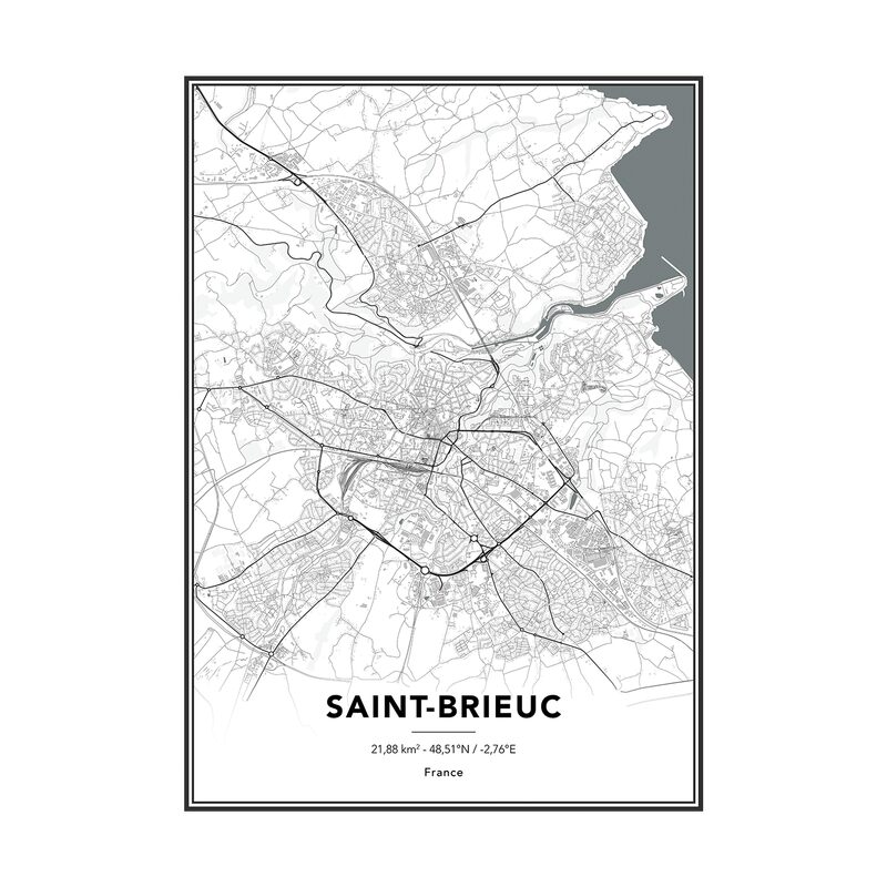 4MURS Image encadrée MAP SAINT BRIEUC 50 x 70 cm - 4MURS
