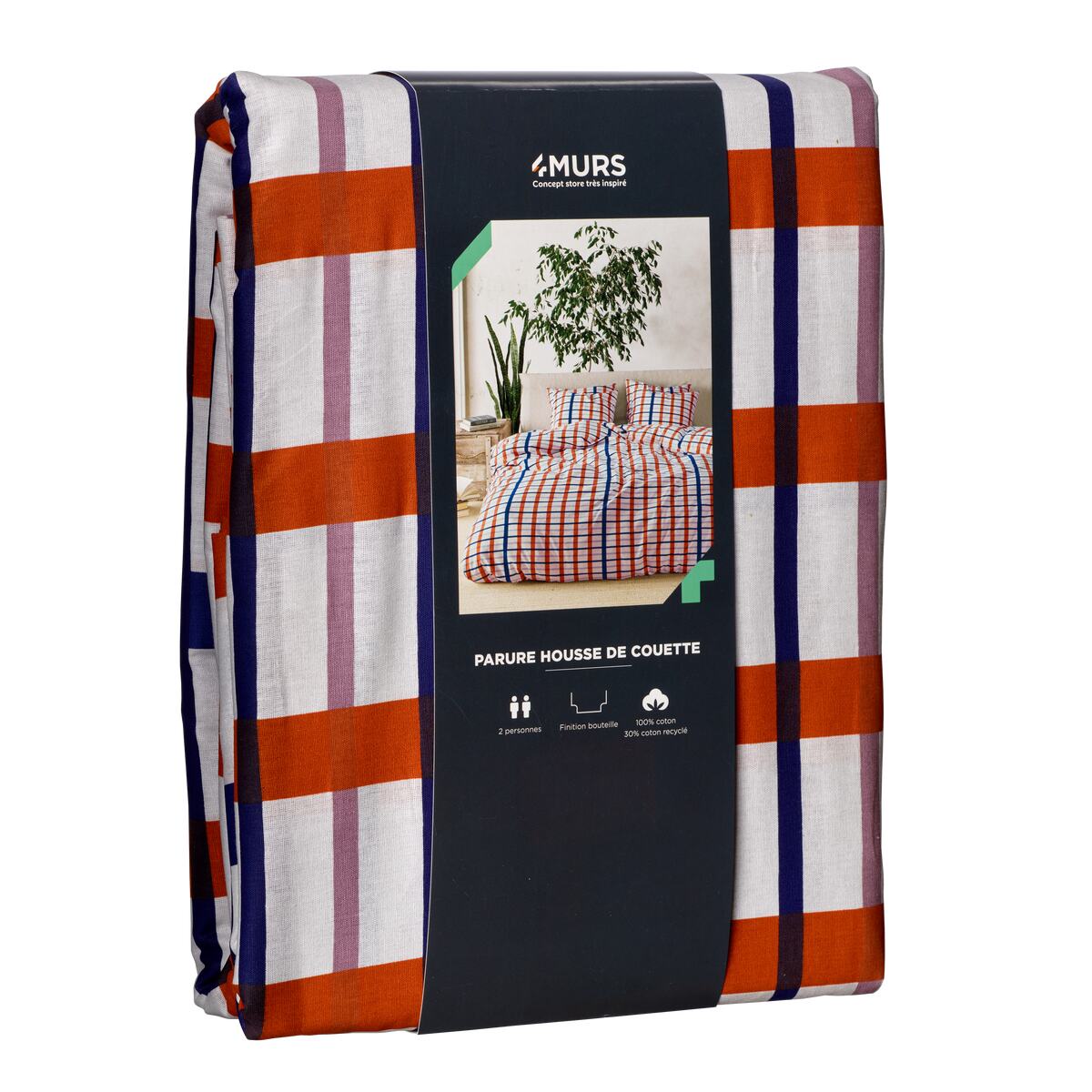 Parure de lit en toile de coton CASSAN rouge 260 x 240 cm - 4MURS