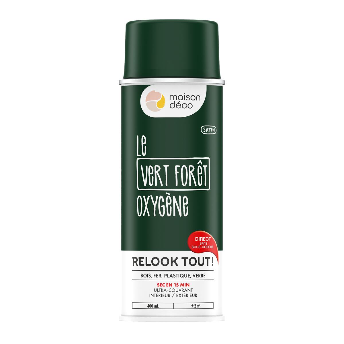 Relook tout aérosol Peinture Peinture vert foret Satiné 400 ML - 4MURS